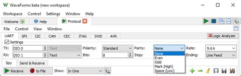 Uart Parity Bit Inverted Waveforms Sdk In Labview Test And