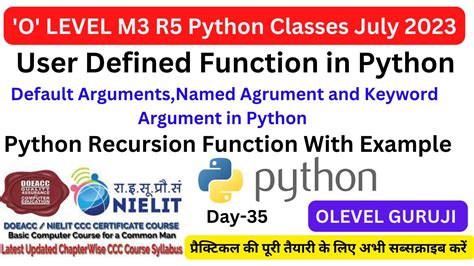 Nielit Olevel Recursion Function Tutorial Keyword Vs Default Argument