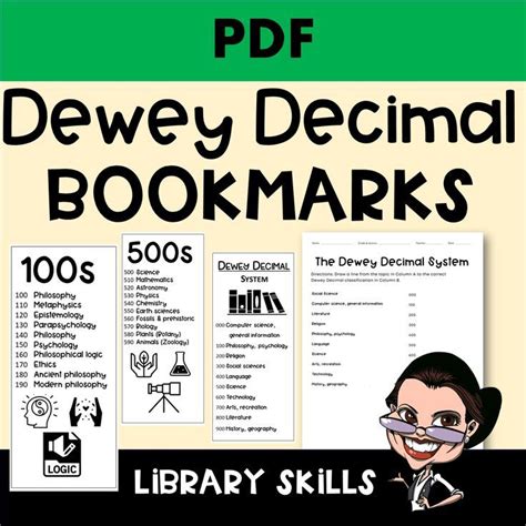 Dewey Decimal System Bookmarks Matching Activity Dewey Decimal