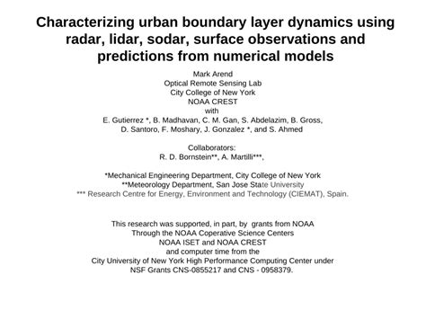 Pdf Characterizing Urban Boundary Layer Dynamics Using Radar Lidar