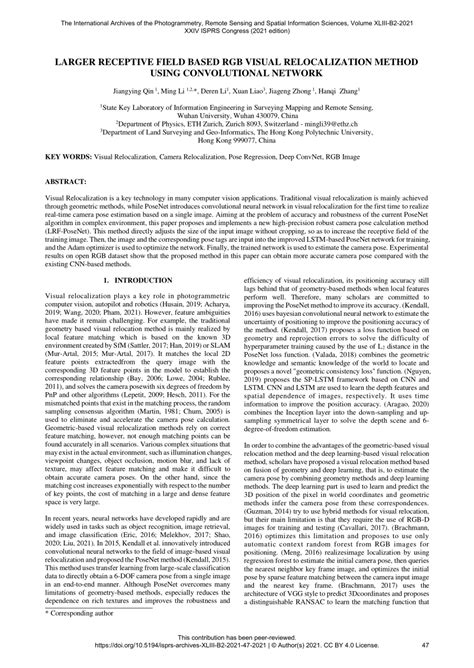 pdf larger receptive field based rgb visual relocalization method using convolutional network