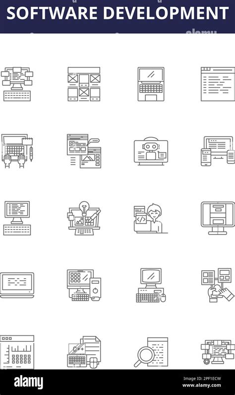 Software Development Line Vector Icons And Signs Software Coding