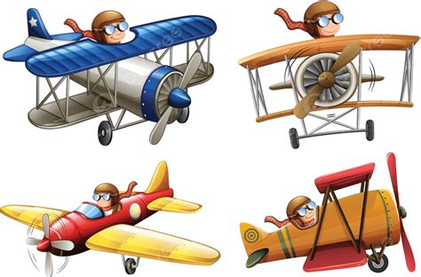 Set Of Pilot Riding Classic Plane Graphic Aviator Plane Vector Graphic Aviator Plane Png And