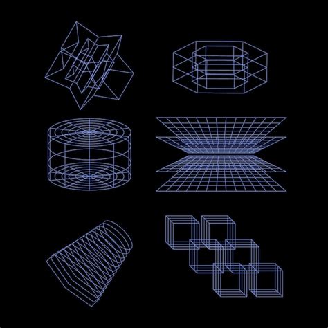 Free Vector Retro Futuristic 3d Mesh Element