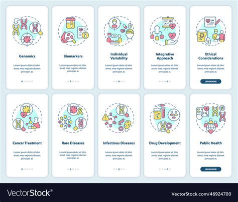 Precision Medicine Onboarding Mobile App Screens Vector Image