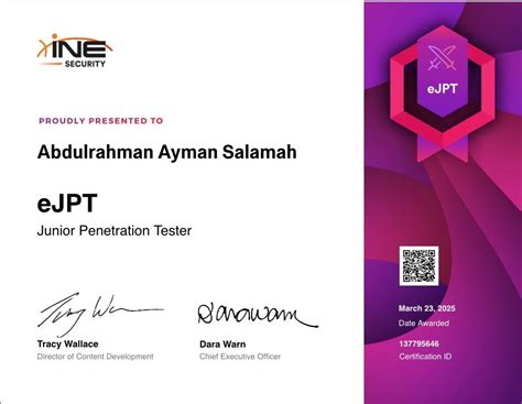 Ejptv2 Cybersecurity Penetrationtesting Ine Careergrowth Infosec… Abdulrahman Salamah