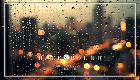 City Lights Through Rainstreaked Window Premium Ai Generated Psd