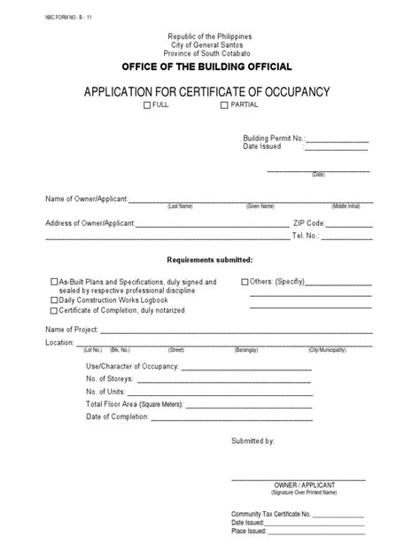 Certificate Of Occupancy Template Certificate Of Occupancy Template