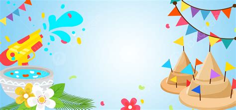 รูปพื้นหลังภาพประกอบการ์ตูนสงกรานต์ไทย พื้นหลัง เทศกาลสงกรานต์ในประเทศไทย วันหยุด เล่นภาพพื้น