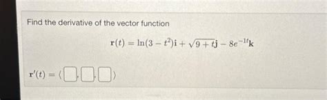 Solved Find A Vector Function That Represents The Curve Of