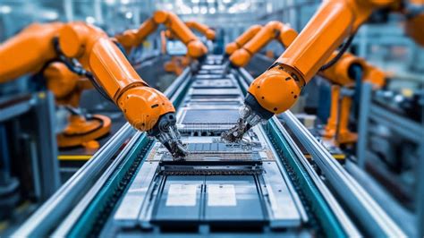 Modern Robots And Automation Process Manufacturing Stock Image Image Of Fabrication
