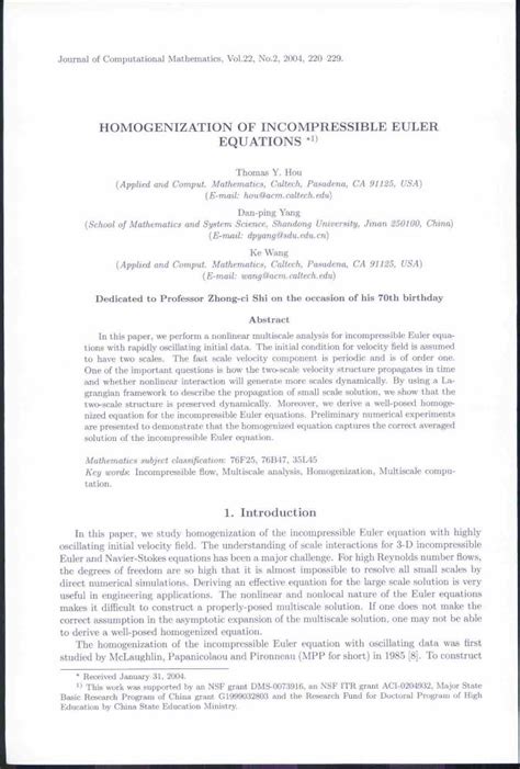 Pdf Homogenization Of Incompressible Euler Equations Dokumentips