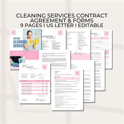 EDITABLE Cleaning Service Contract Bundle Maid Forms CANVA Etsy