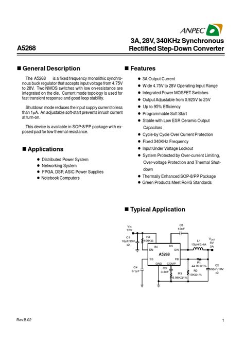 A5268 Datasheet Pdf Anpec 340khz Synchronous Rectified Step Down