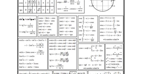 Tableau Des Formules Trigonométriques Pdf