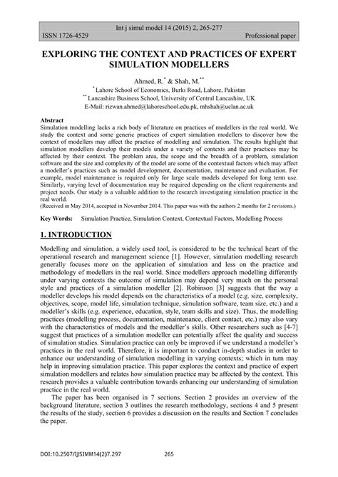 [pdf] Exploring The Context And Practices Of Expert Simulation Modellers