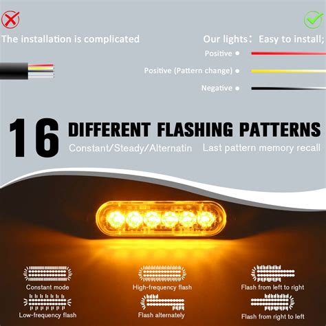 Amber Warning Lights Emergency 2pcs 12 Led Strobe Lights Emergency