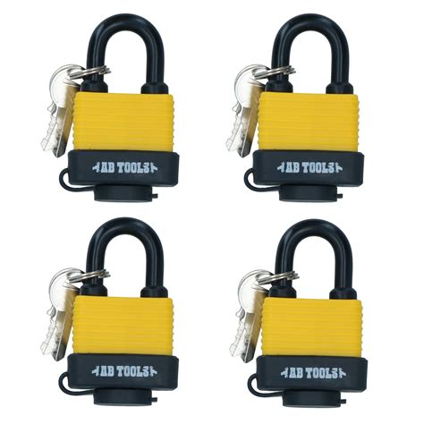 4 Keyed Alike 40mm Water Resistant Waterproof Padlocks 4 Locks 8 Keys