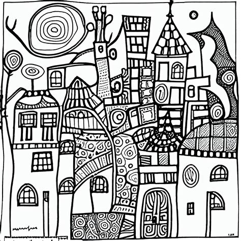 Hundertwasser Coloring Pages Unleash Your Creativity With 22 Etsy Uk