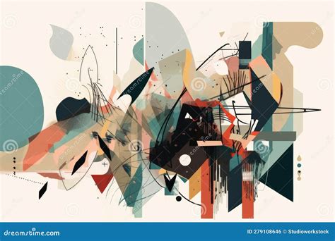 Abstract Design With Deconstructed And Fragmented Shapes Each Element Showing A Different Part