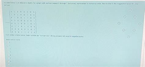 Solved Included Below Is An Adjacency Matrix For A Graph