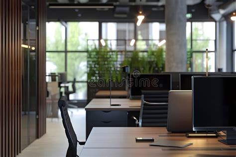 Modern Office Workspace Design Sleek Desks Ergonomic Chairs And Abundant Natural Light