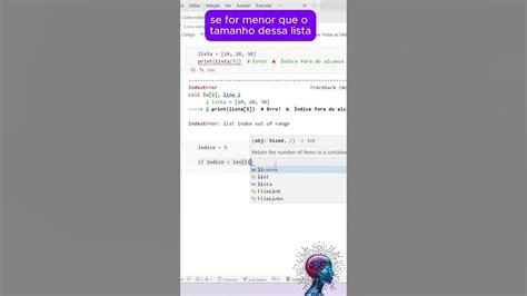 Como Evitar Erro De índice Em Listas No Python Shorts Dicas Python