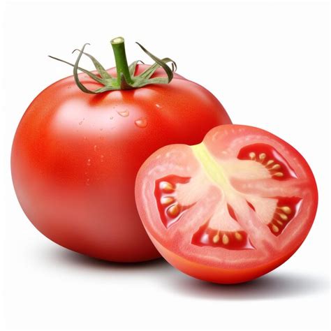 Premium Photo Realistic And Detailed Rendering Of Tomato Slice And Half