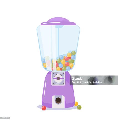검볼 기계 흰색 배경에 고립 된 색깔의 풍선 껌디스펜서 과자를 곁들인 보라색 자판기 가능성에 대한 스톡 벡터 아트 및 기타