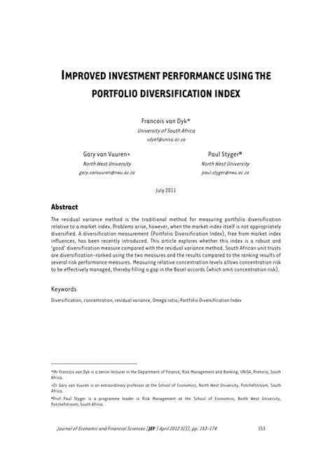 Pdf Improved Investment Performance Using The Portfolio