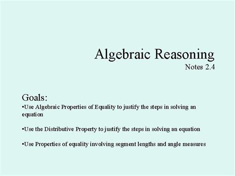 Daily Warmup Algebraic Reasoning Notes 2 4 Goals