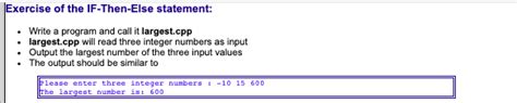 Solved Exercise Of The If Then Else Statement • Write A