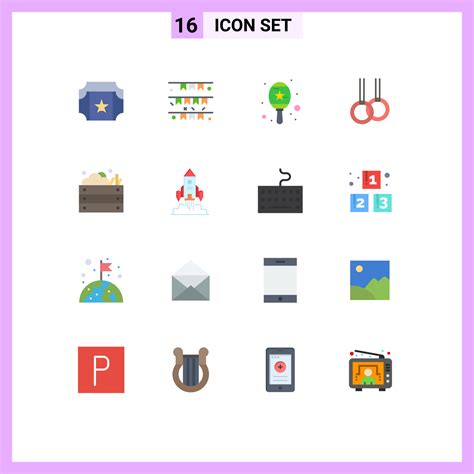 User Interface Pack Of 16 Basic Flat Colors Of Nature Farming Instrument Agriculture Gymnastics