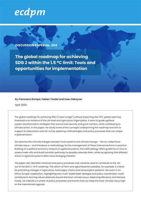 Pdf The Global Roadmap For Achieving Sdg 2 Within The 15 °c Limit