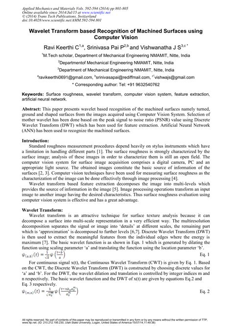 Pdf Wavelet Transform Based Recognition Of Machined Surfaces Using Computer Vision