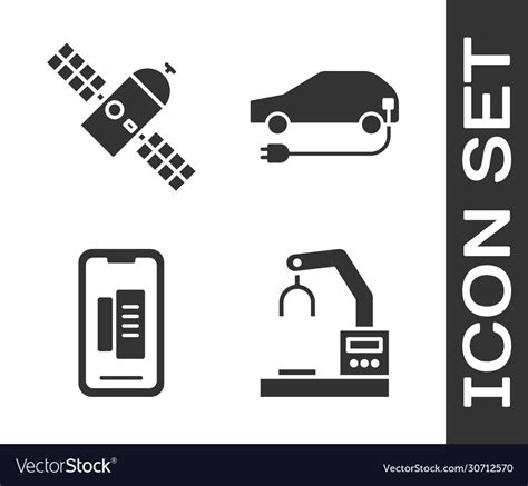 Set Robotic Robot Arm Hand Factory Satellite Vector Image