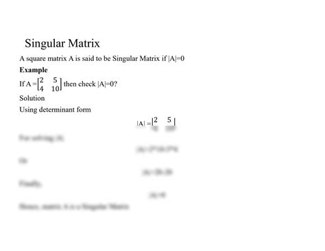 Solution Singular Matrix And Non Singular Matrix Studypool