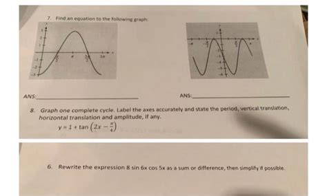 Solved Find An Equation To The Following Graph ANS Chegg Com