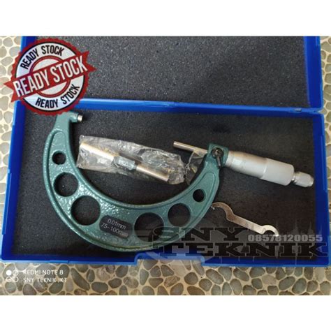 Jual Original Micrometer Outside 75 100 001 Mm Alat Ukur Ketebalan Shopee Indonesia