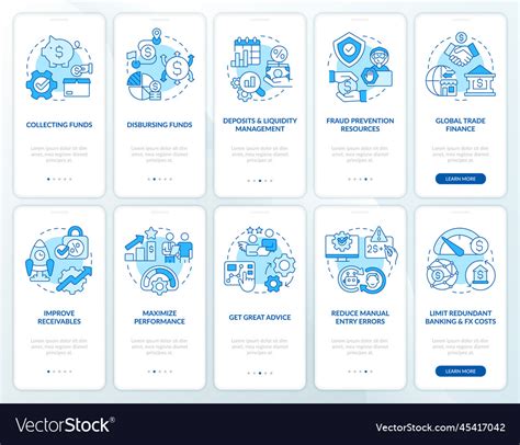 Treasury Management Blue Onboarding Mobile App Vector Image