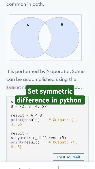 Set Symmetric Difference In Python Ctutorialbynaziasohail Youtube