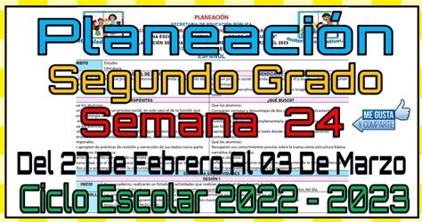 Planeación Del Segundo Grado De Primaria De La Semana 24 Del 27 De