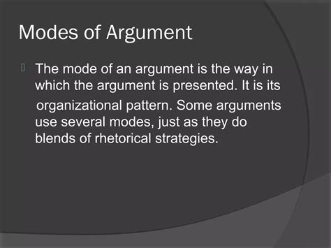 Rhetorical Writing And Modes Of Argumentation PPT