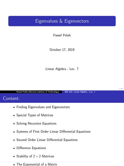 linear algebra guide to eigenvalues and eigenvectors pdf eigenvalues