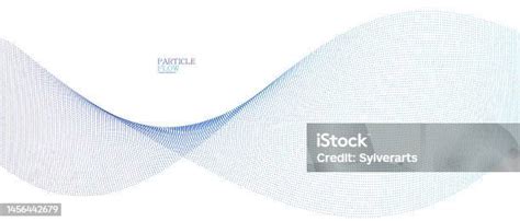 모션 벡터 추상 배경의 파란색 점 입자 배열 물결 모양의 흐름 움직임의 포인트의 곡선 선 기술 및 과학 일러스트레이션 3차원 형태에 대한 스톡 벡터 아트 및 기타 이미지