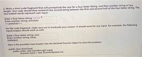 Solved 2 Write A Short Code Fragment That Will Promptask