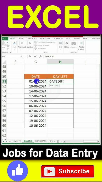 Excel Days Left Calculation Shorts Excel Viral Exceltips Excel Exceltricks Msoffice Youtube