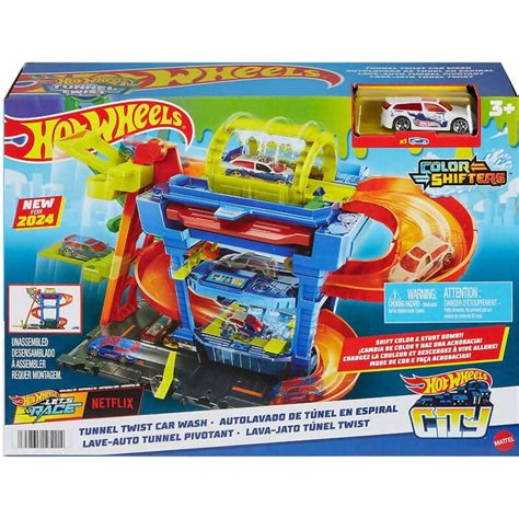 Buy Hot Wheels City Toy Car Track Set Tunnel Twist Car Wash With 1
