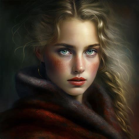 Premium Ai Image Portrait Of A Beautiful Girl In A Red Scarf On A