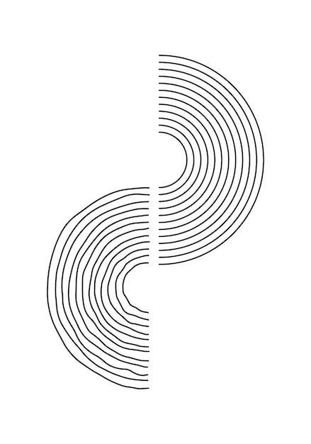 Premium Vector Two Half Circles Aesthetic Hand Drawn Contemporary Printable Pattern With Abstract